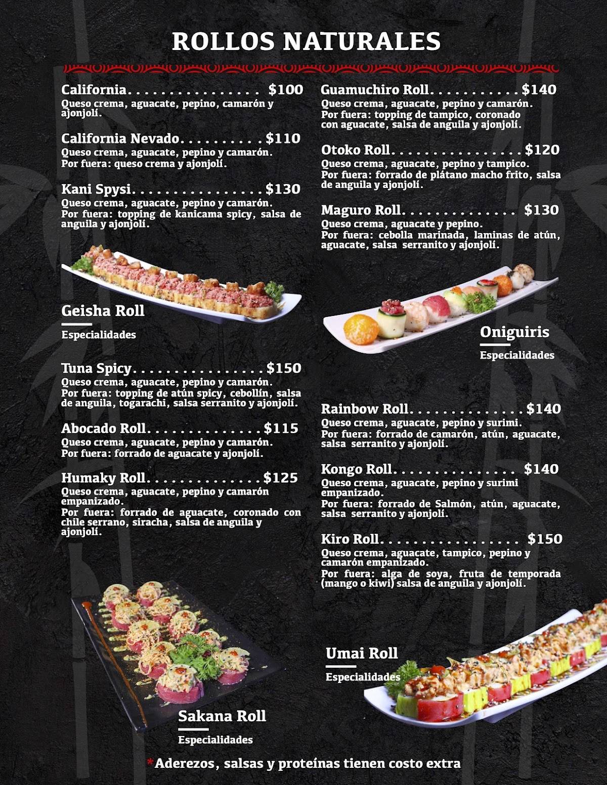 Carta del restaurante Noah Sushi Sucursal Zacatal, San José del Cabo