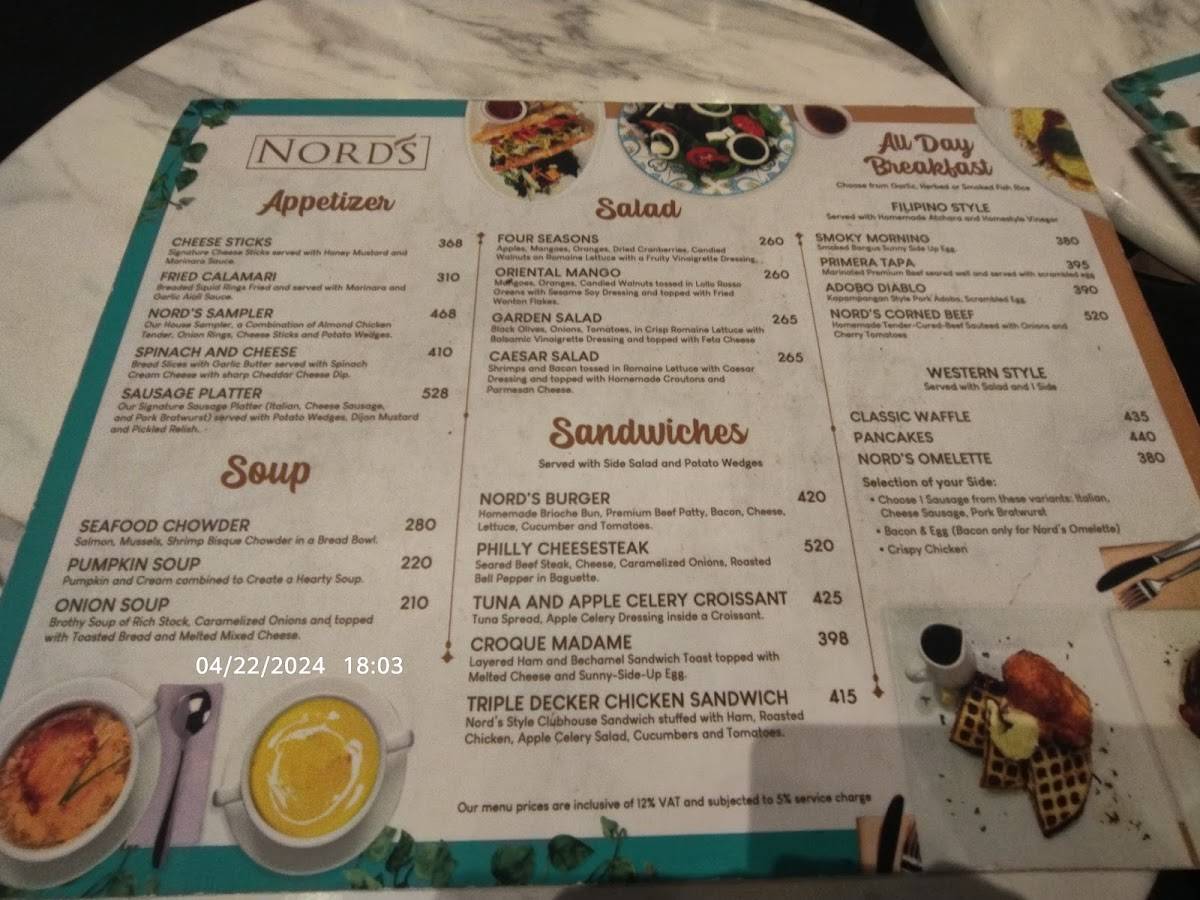 Carta del restaurante Nord's Bread Hub, Dávao