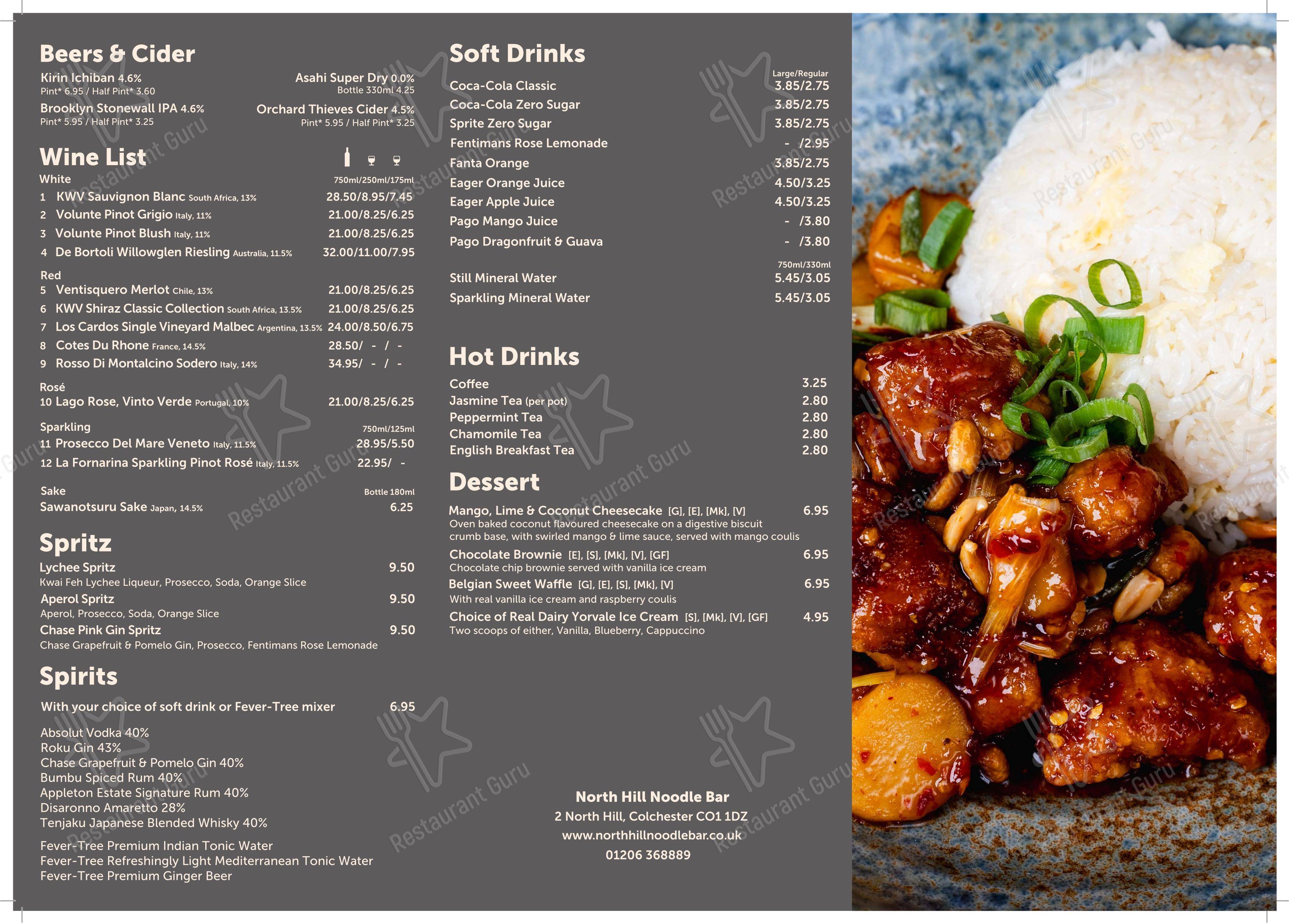 Menu at North Hill Noodle Bar, Colchester