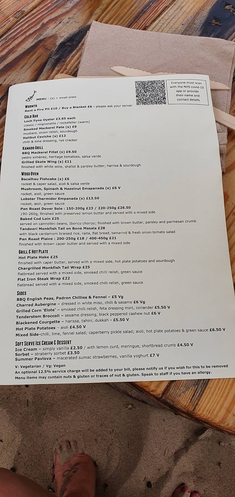 Menu at Riley's Fish Shack restaurant, Tynemouth