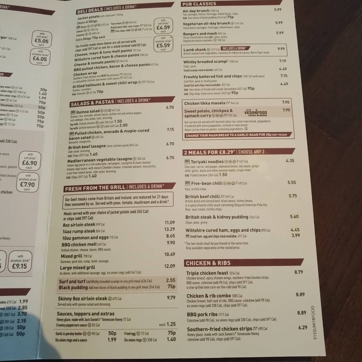 Menu at The Queen of Iceni - JD Wetherspoon pub & bar, Norwich
