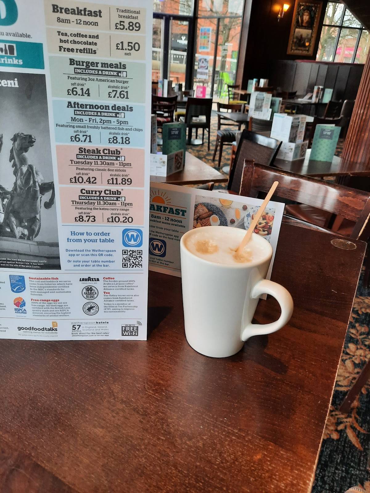 Menu at The Queen of Iceni - JD Wetherspoon pub & bar, Norwich