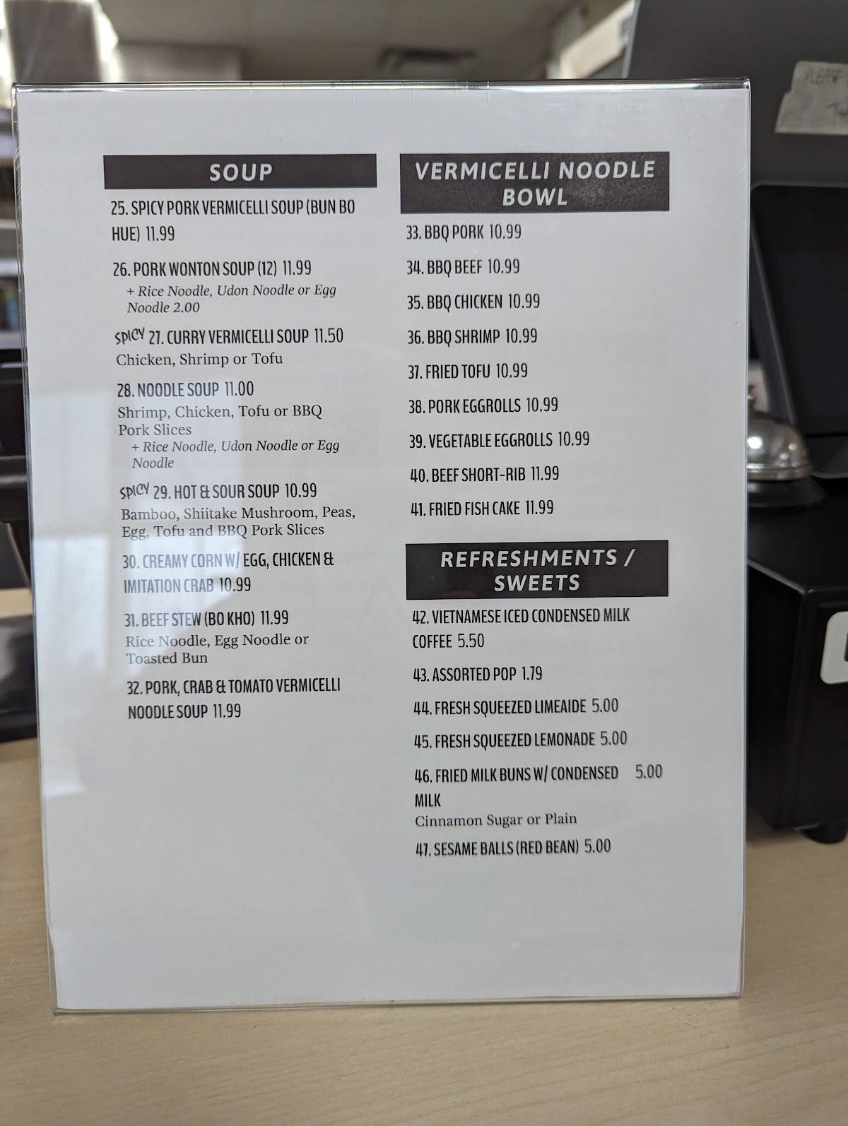 Menu at Nu Saigon (Main) @ Vickar Ford restaurant, Winnipeg