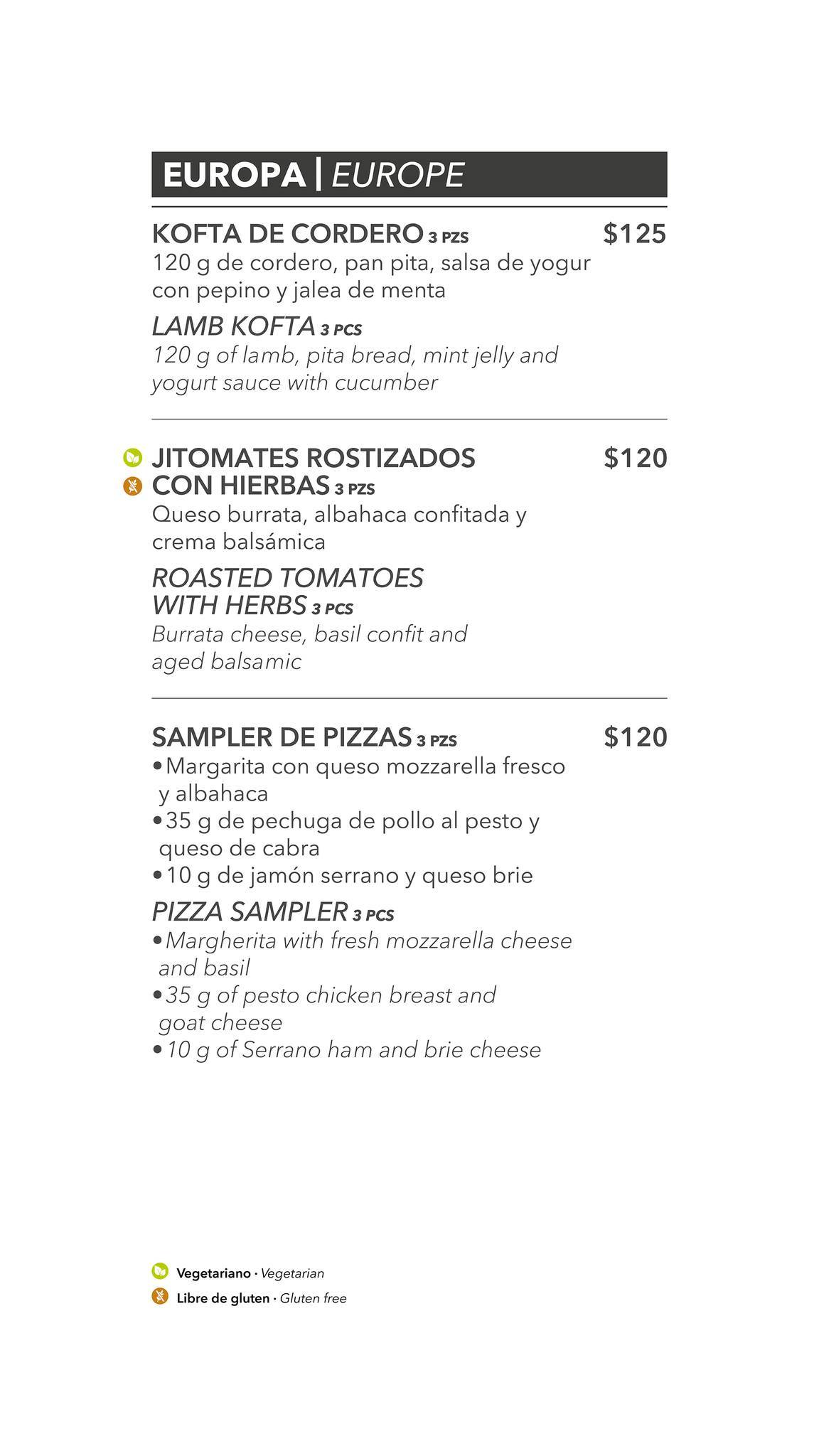 Menu at Insu Sky Bar, Nuevo Vallarta