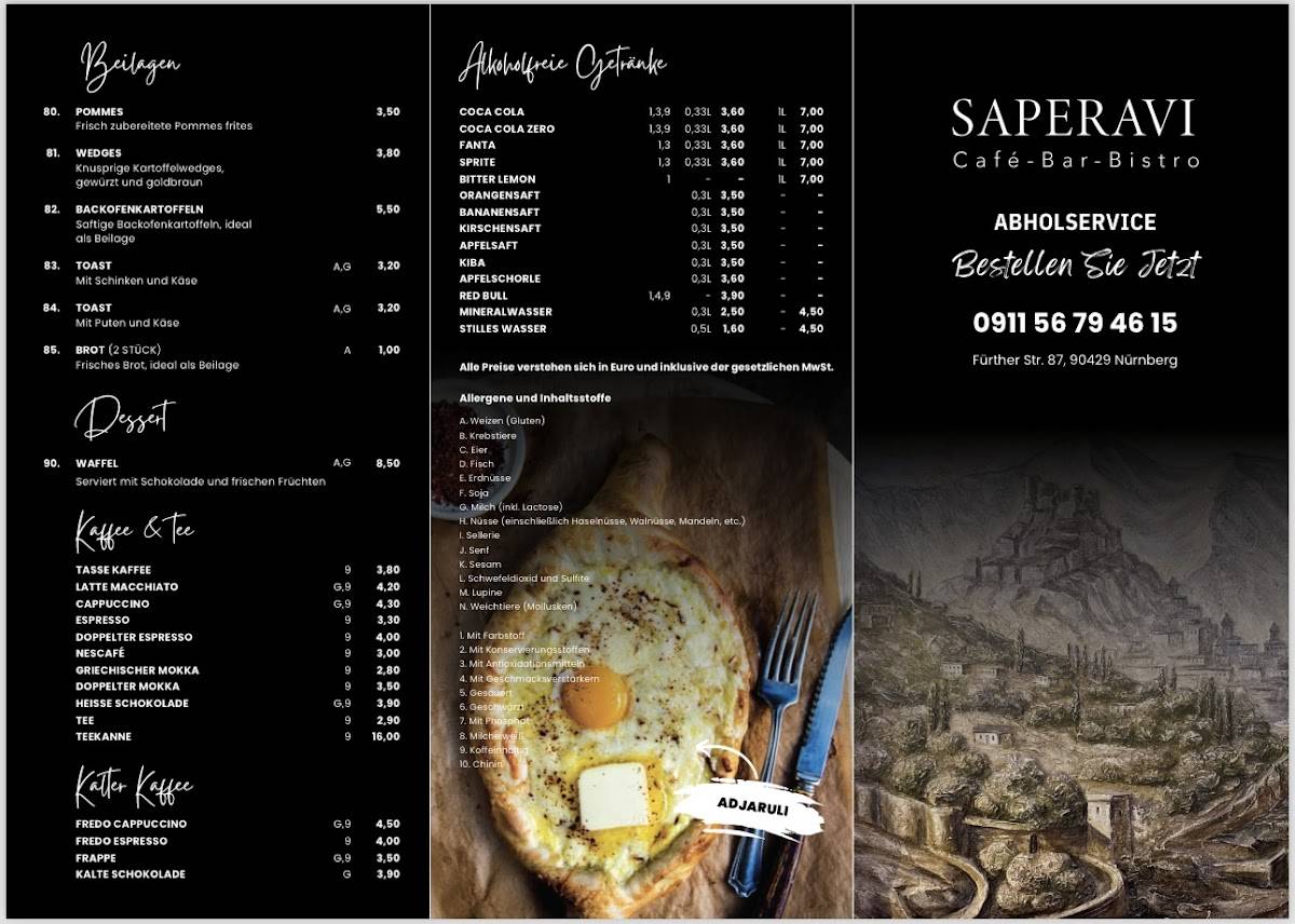 Speisekarte von Saperavi Cafe Bar Bistro, Nürnberg