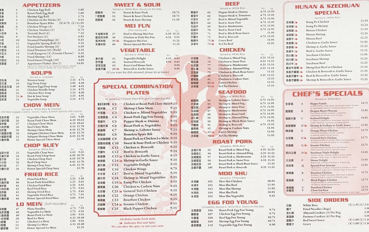 Menu at O G restaurant, Mishawaka
