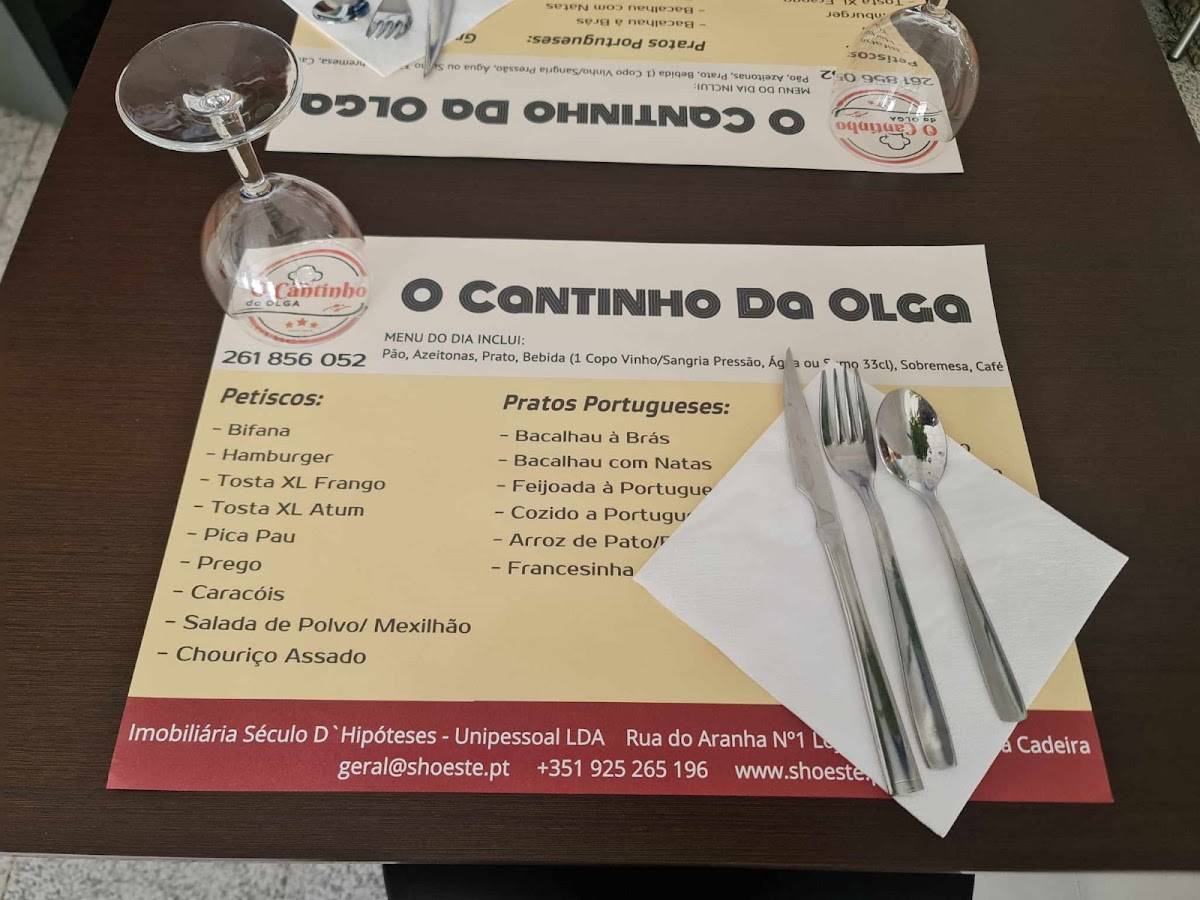 Menu em O cantinho da Olga restaurante, São Pedro da Cadeira