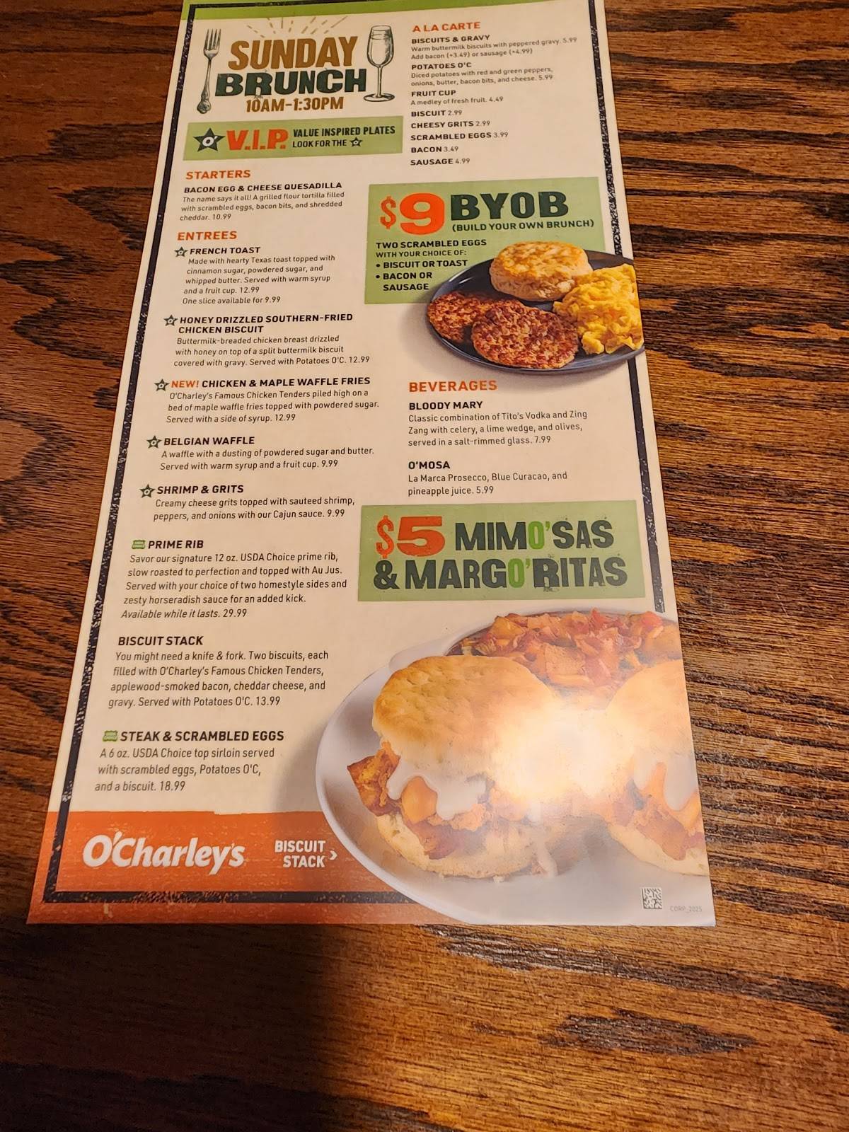 Menu at O'Charley's Restaurant & Bar, Middletown