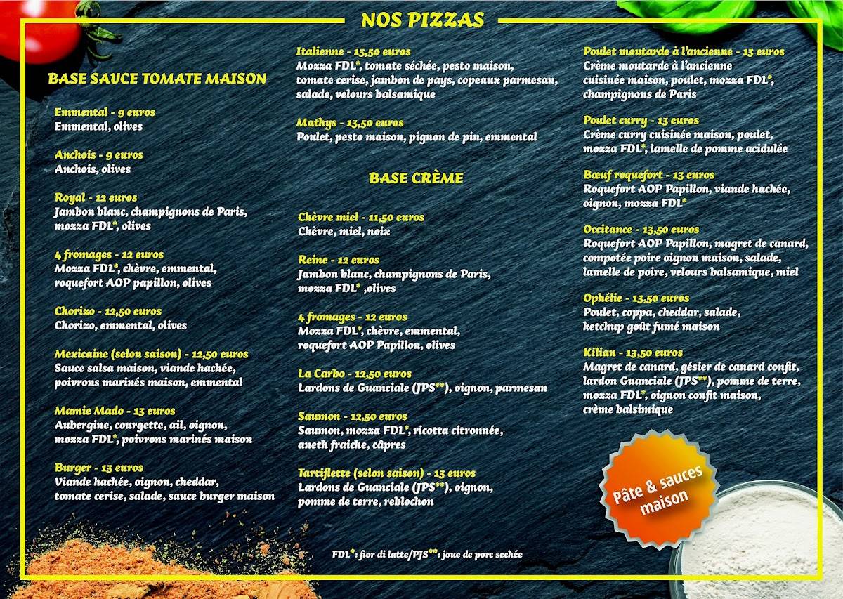Menu au Pizzeria OPKIMA PIZZA ET SNACKING, Alban