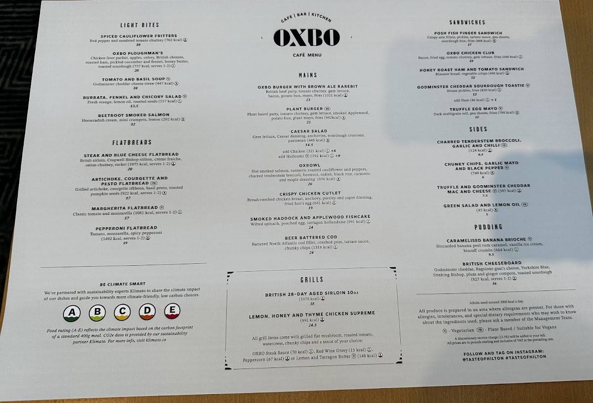 Menu at OXBO Kitchen restaurant, Hounslow