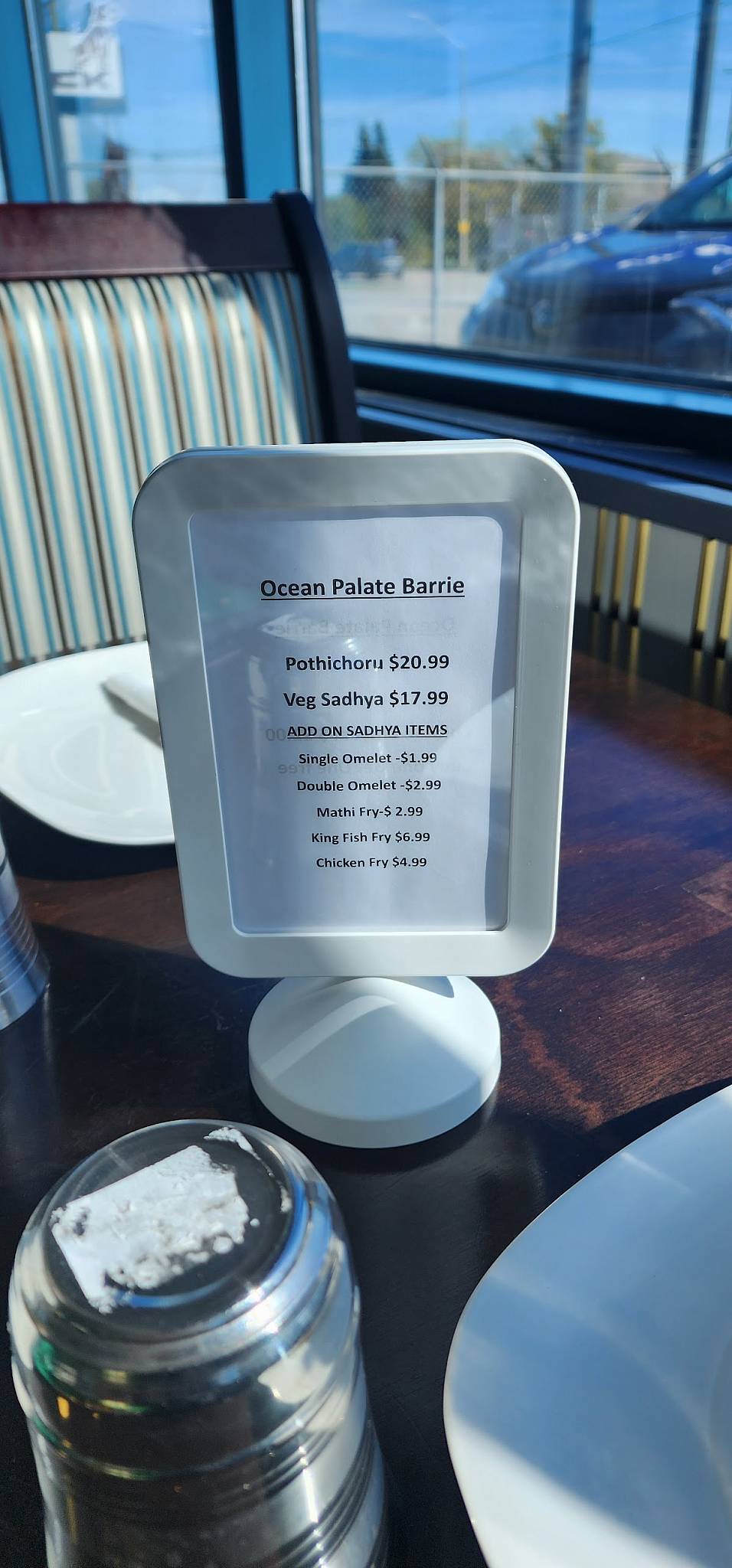 Menu au Ocean Palate Indian and Kerala Cuisine restaurant, Barrie