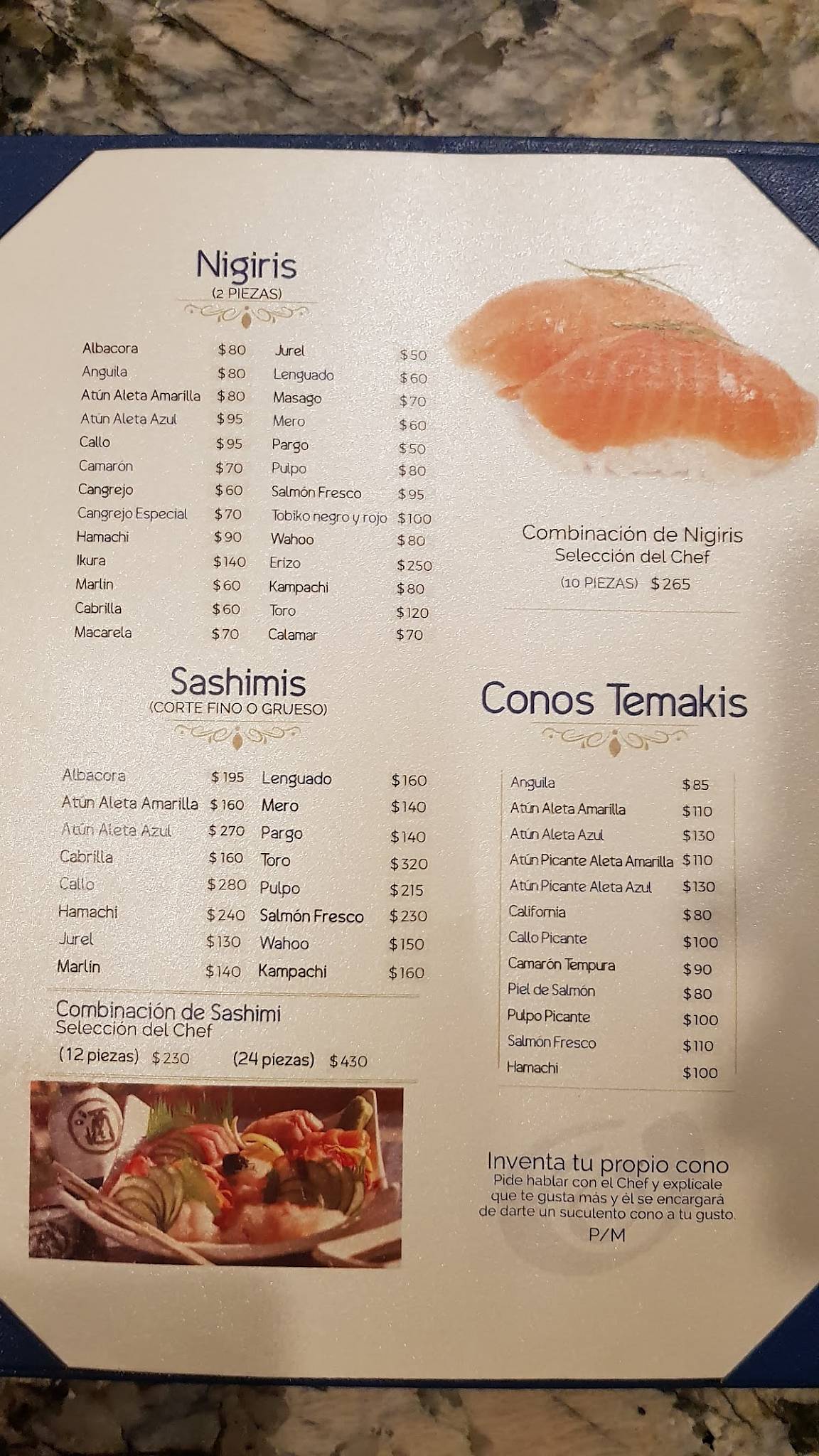 Carta de Odayaka Sushi Bar, Tijuana