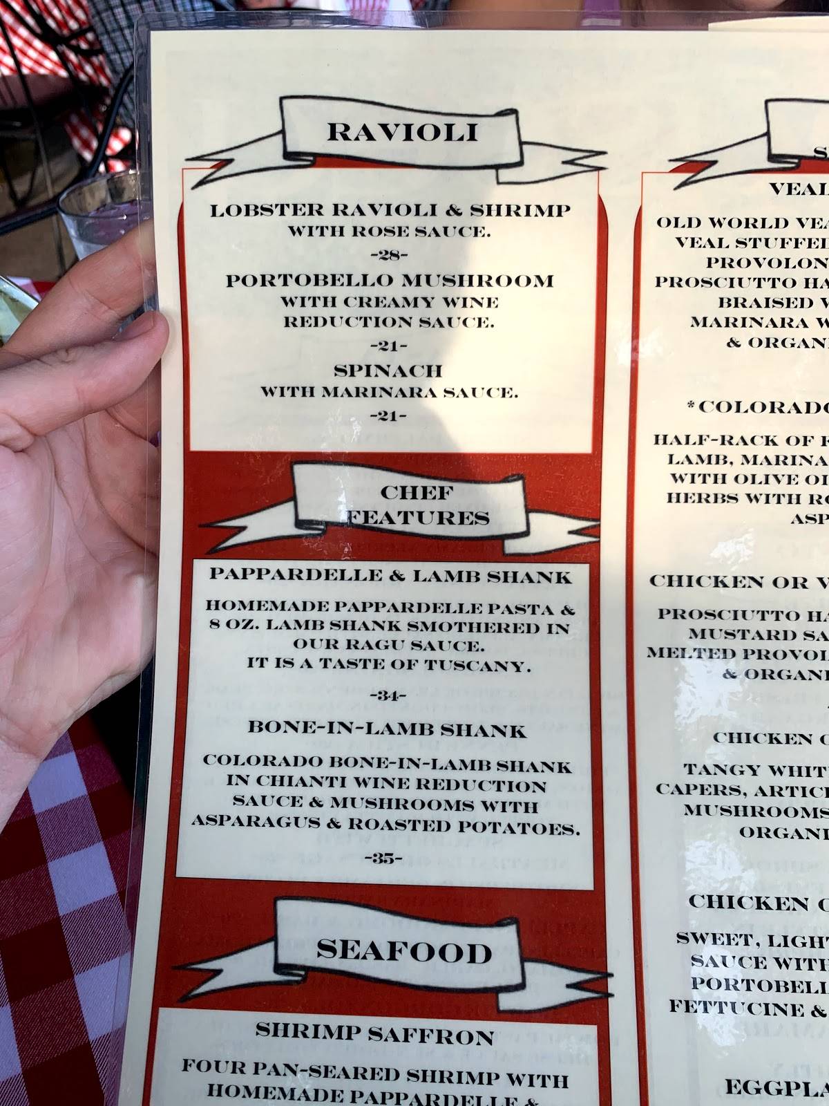 Menu at Odyssey Italian Restaurant, Denver, 603 E 6th Ave