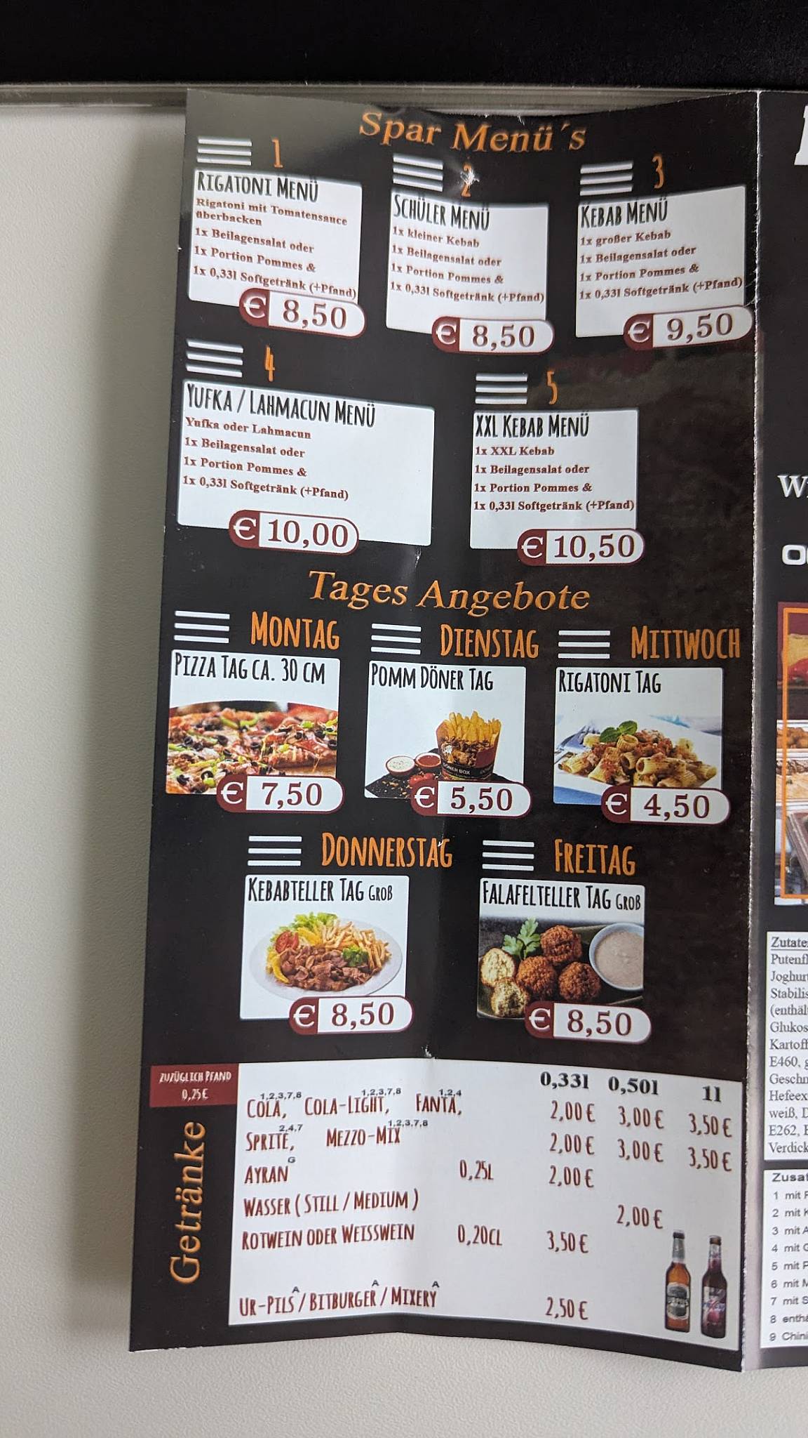 Speisekarte von Öz Gercek Kebabhaus restaurant, Saarbrücken