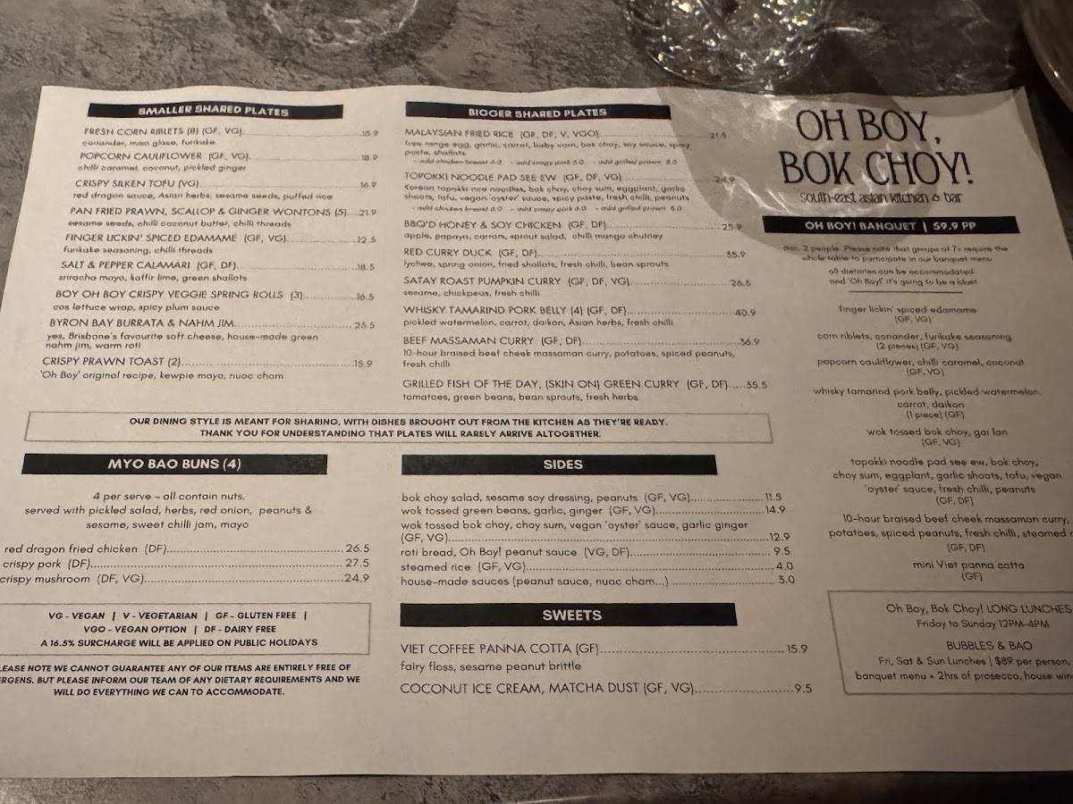 Menu at Oh Boy, Bok Choy! Restaurant & Bar, Stafford