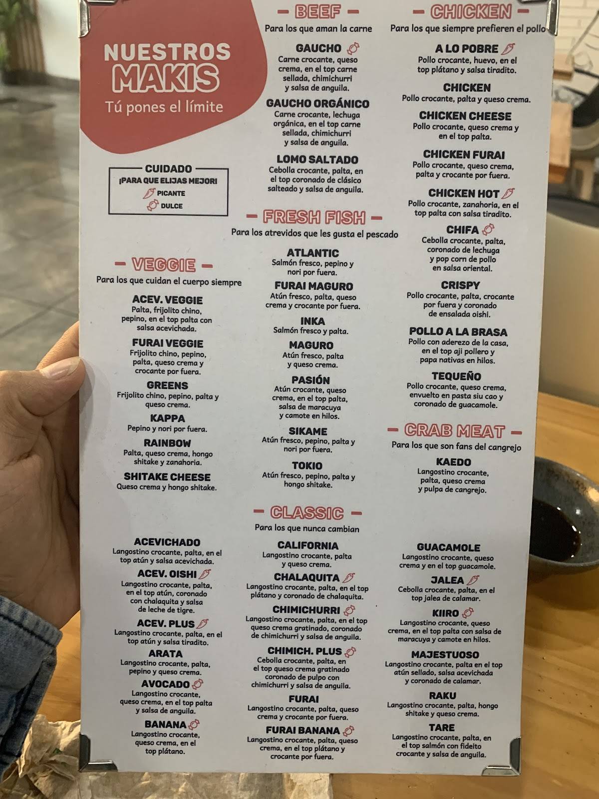 Carta de Oishi Sushi Bar - Ica, Ica
