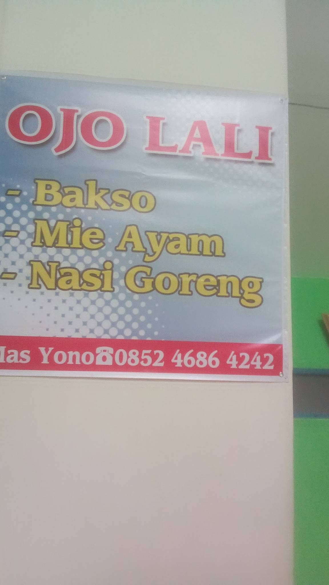 Menu at Ojo Lali Bakso,mie Ayam & nasi goreng restaurant, Indonesia