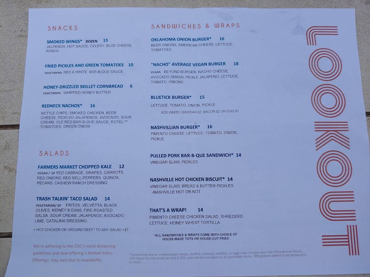 Menu at Ole Red pub & bar, Nashville, 300 Broadway