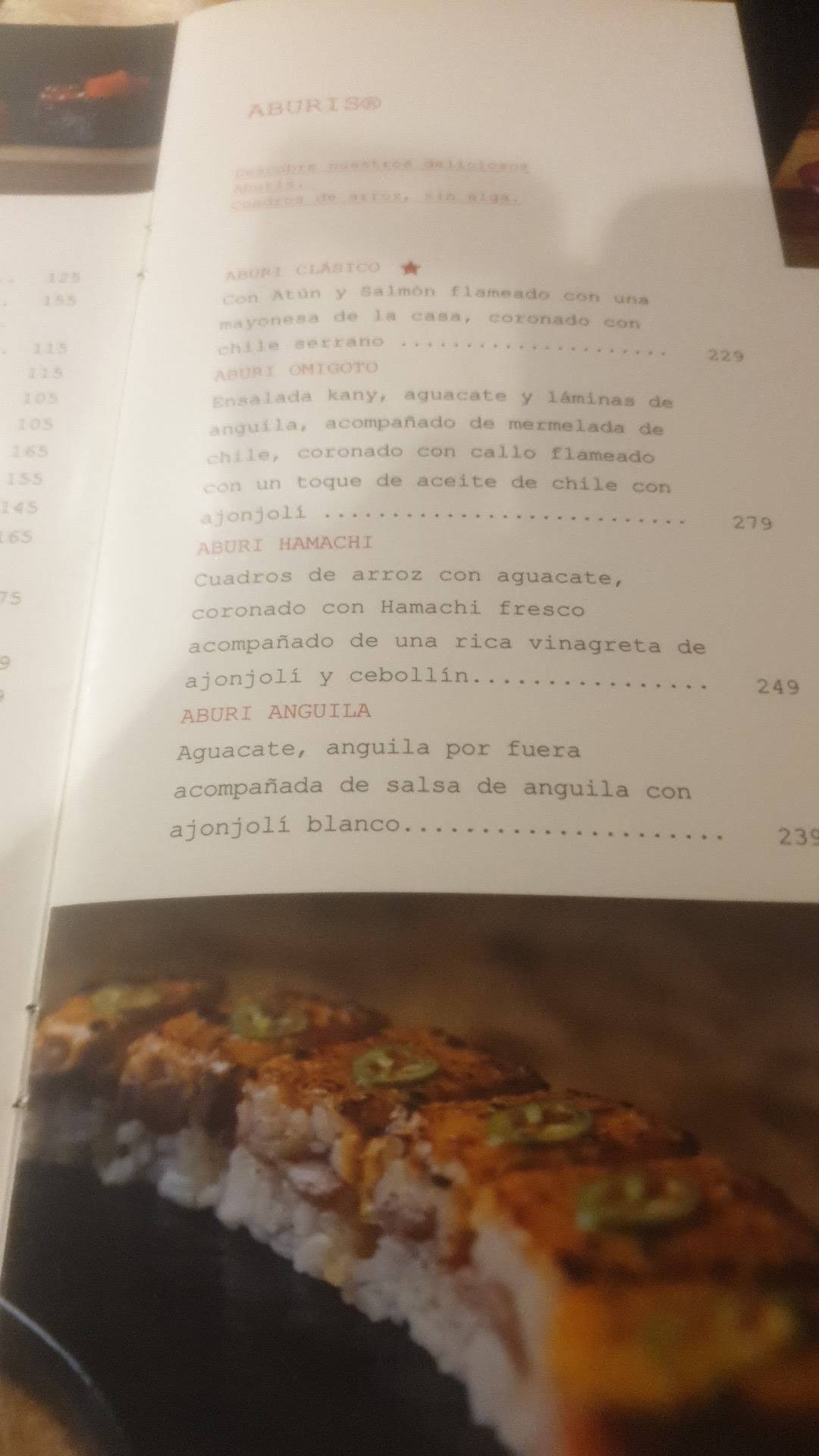 Carta del restaurante Omigoto, Zapopan