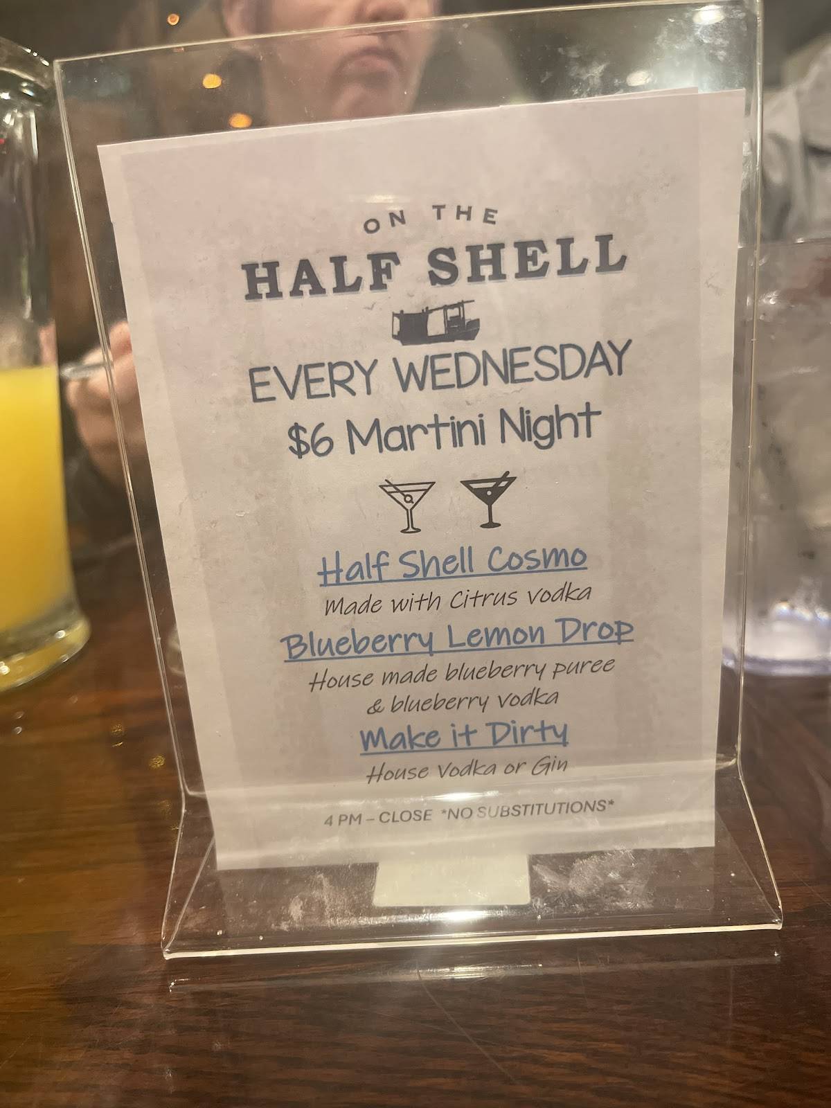 Menu at On The Half Shell pub & bar, Prairieville, Perkins Rd