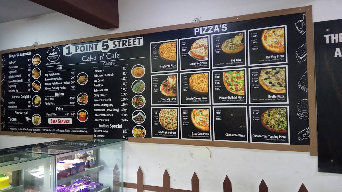Menu at One Point Five Street, Jhunjhunu