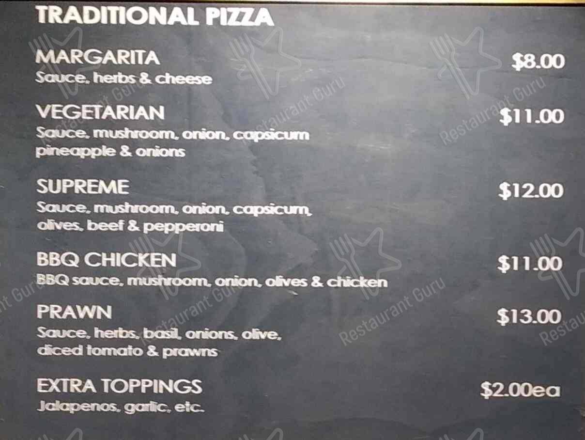 Menu at Ooosh Oregano Bakery, Mascot, Airport Dr