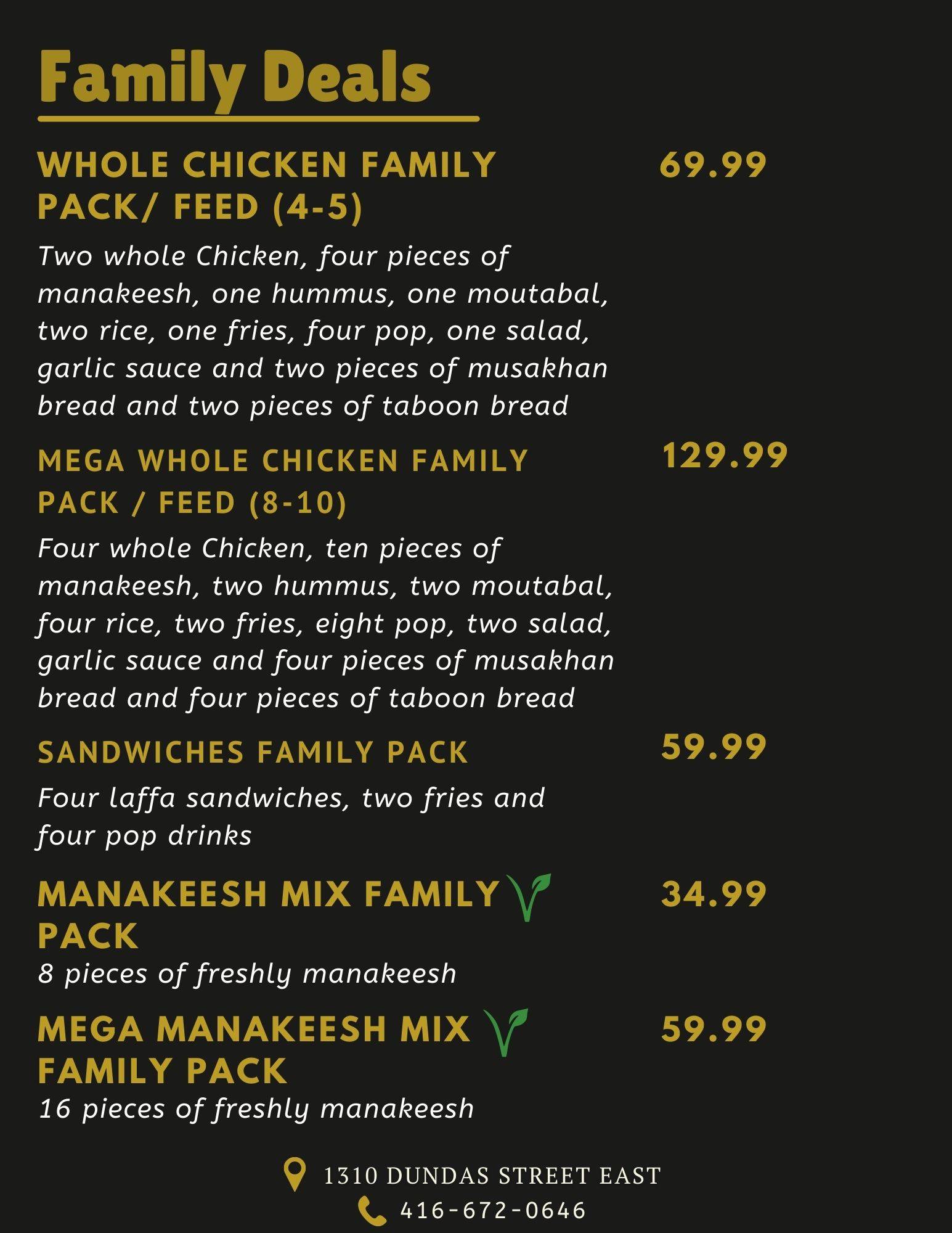 Menu at Taboon Country, Mississauga