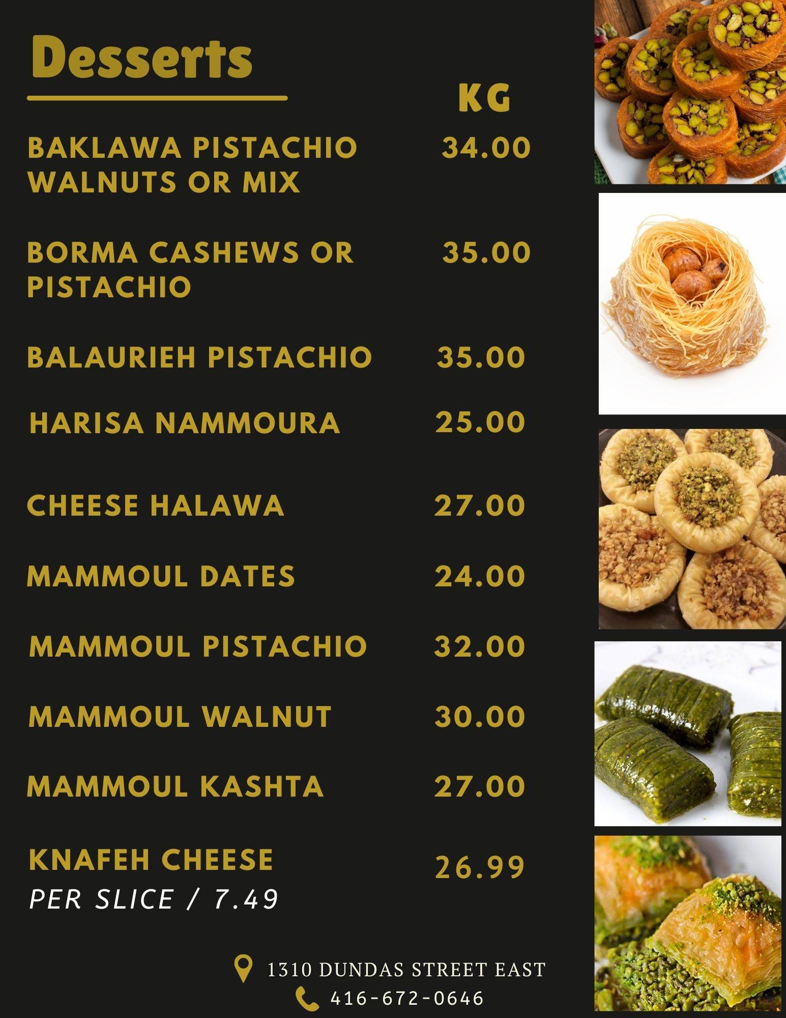 Menu at Taboon Country, Mississauga