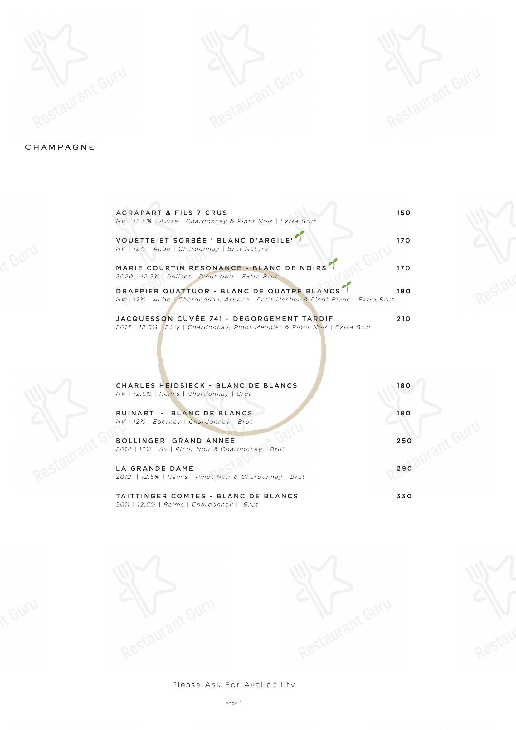 Menu at Opheem restaurant, Birmingham