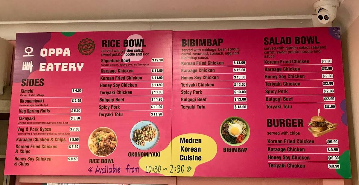 Menu at Oppa Eatery restaurant, Bedford Park