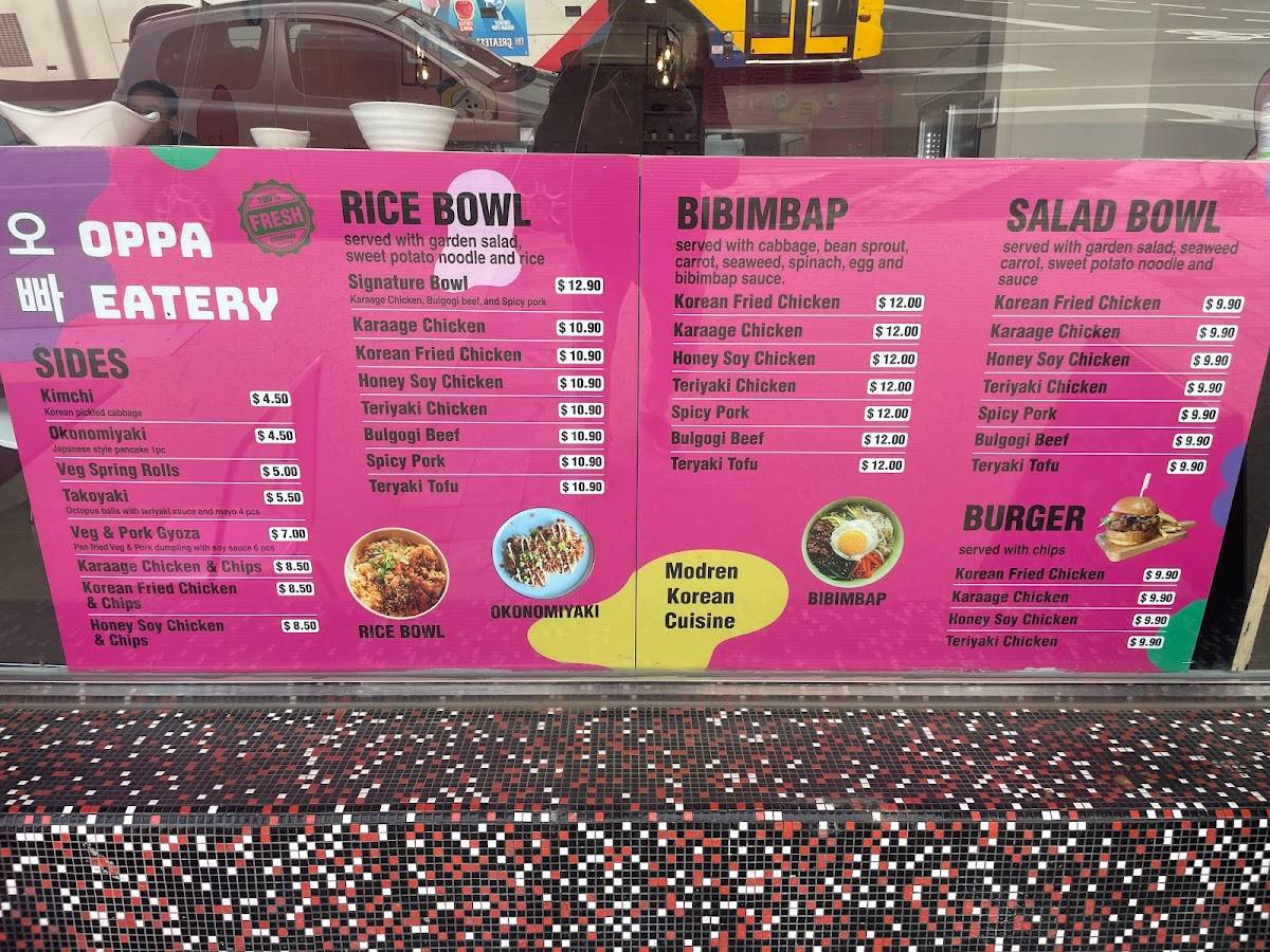 Menu at Oppa Eatery restaurant, Bedford Park