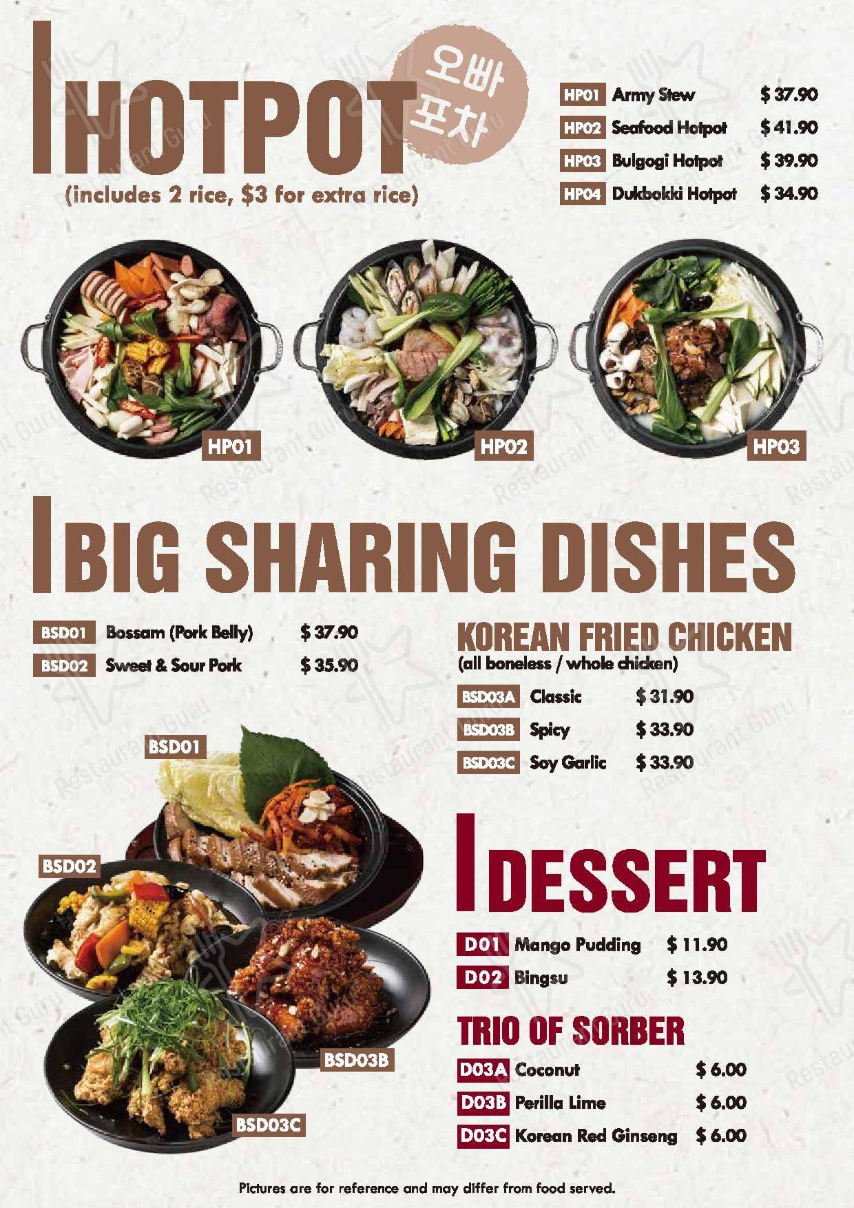 Menu at Oppa Pocha restaurant, Hurstville