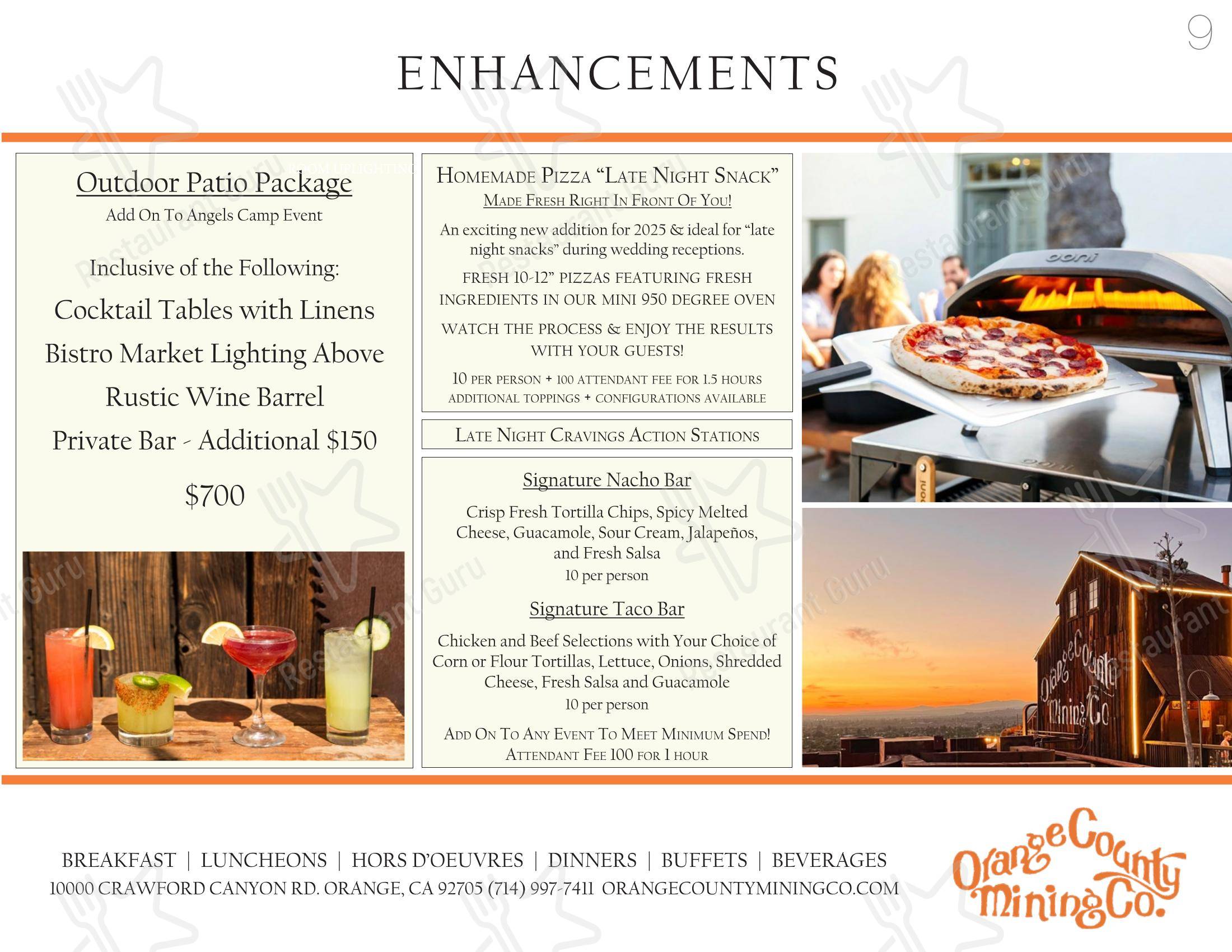 Menu at Orange County Mining Co pub & bar, North Tustin