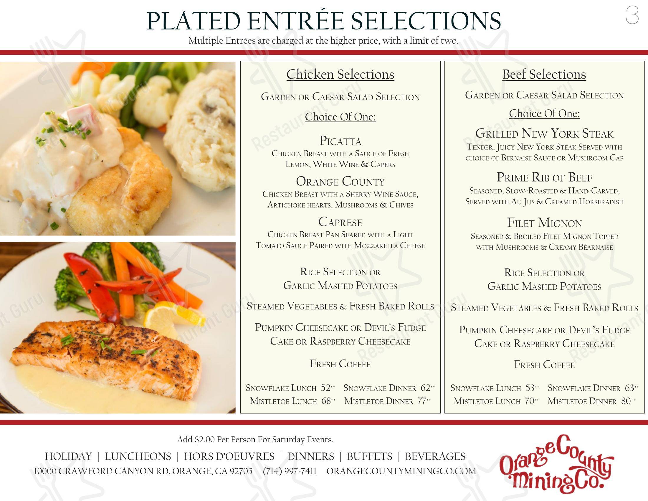 Menu at Orange County Mining Co pub & bar, North Tustin