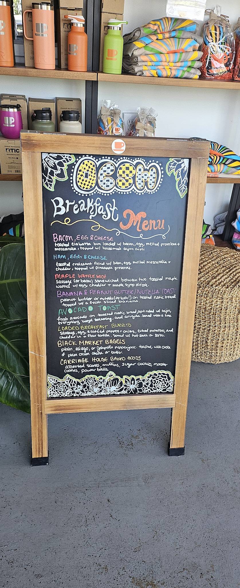 Menu at Orange Cup Side Hustle cafe, Galesburg