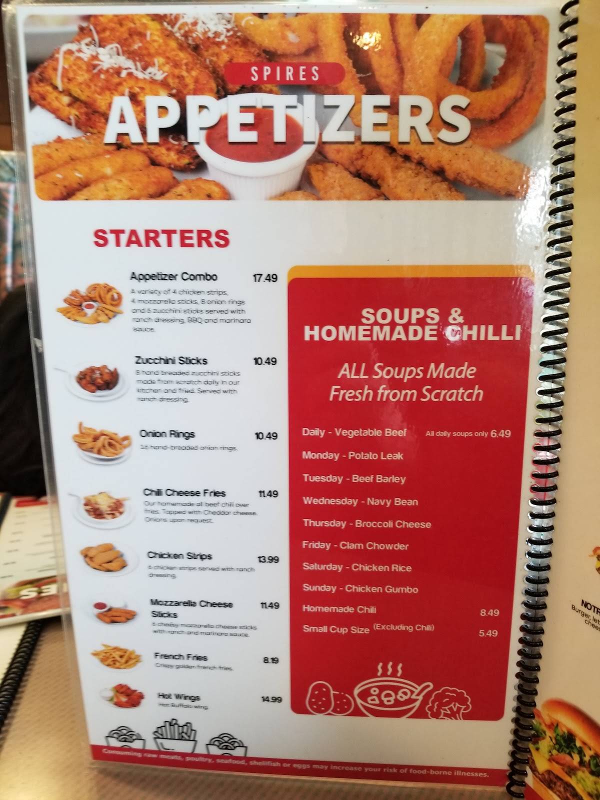 Menu at Spires Restaurant, Tustin, Newport Ave