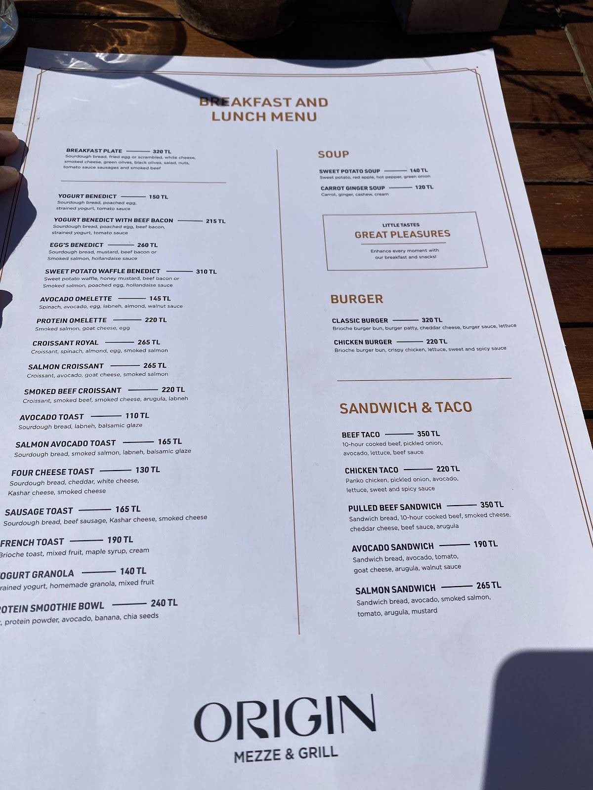 Menu at Origin Mezze & Grill, Alanya