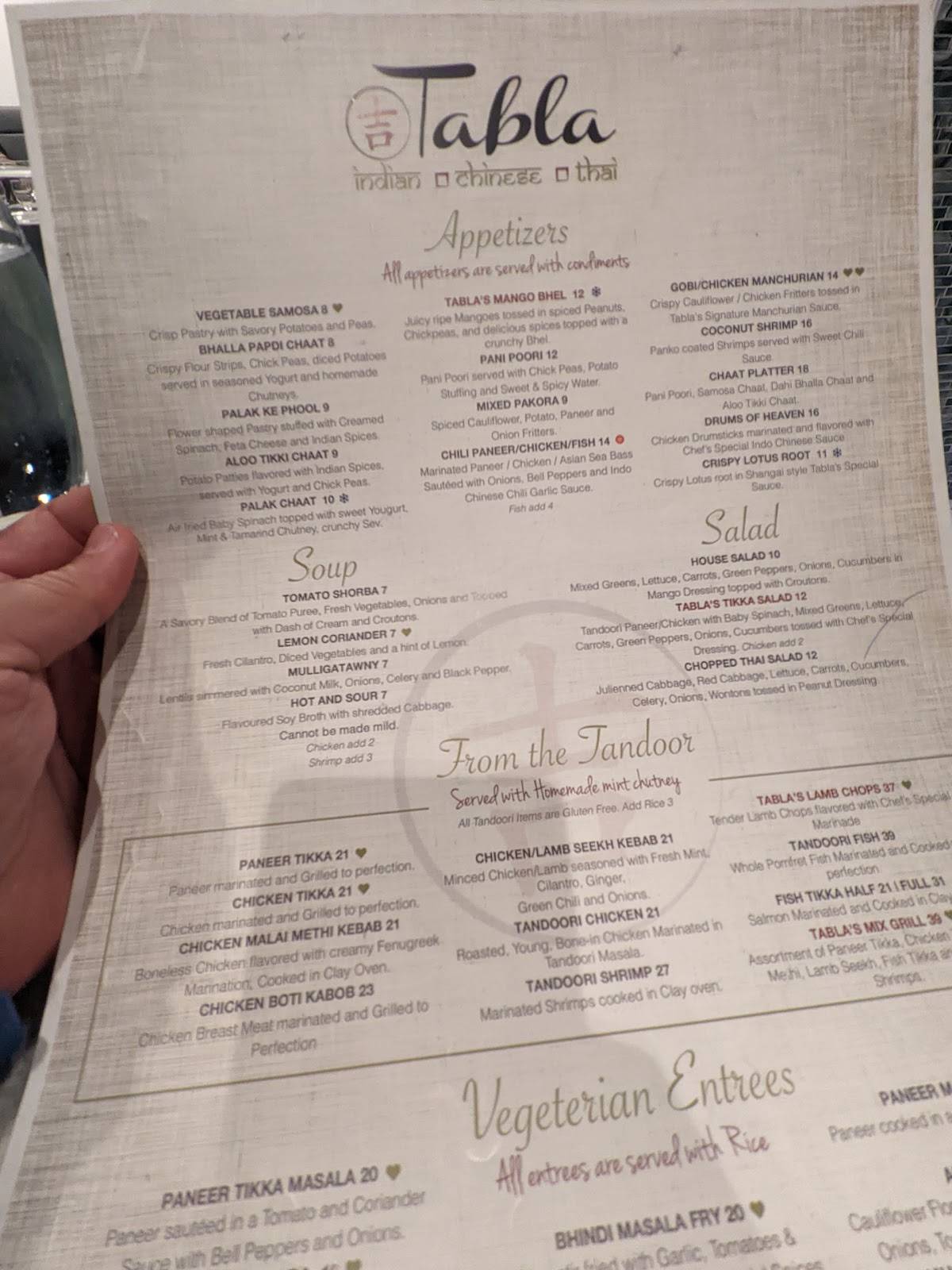 Menu at Tabla Indian Restaurant Lake Nona, Orlando, Tagore Pl Suite 9
