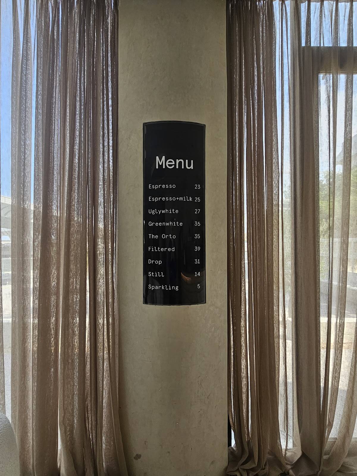 Menu at Orto cafe, Dubai