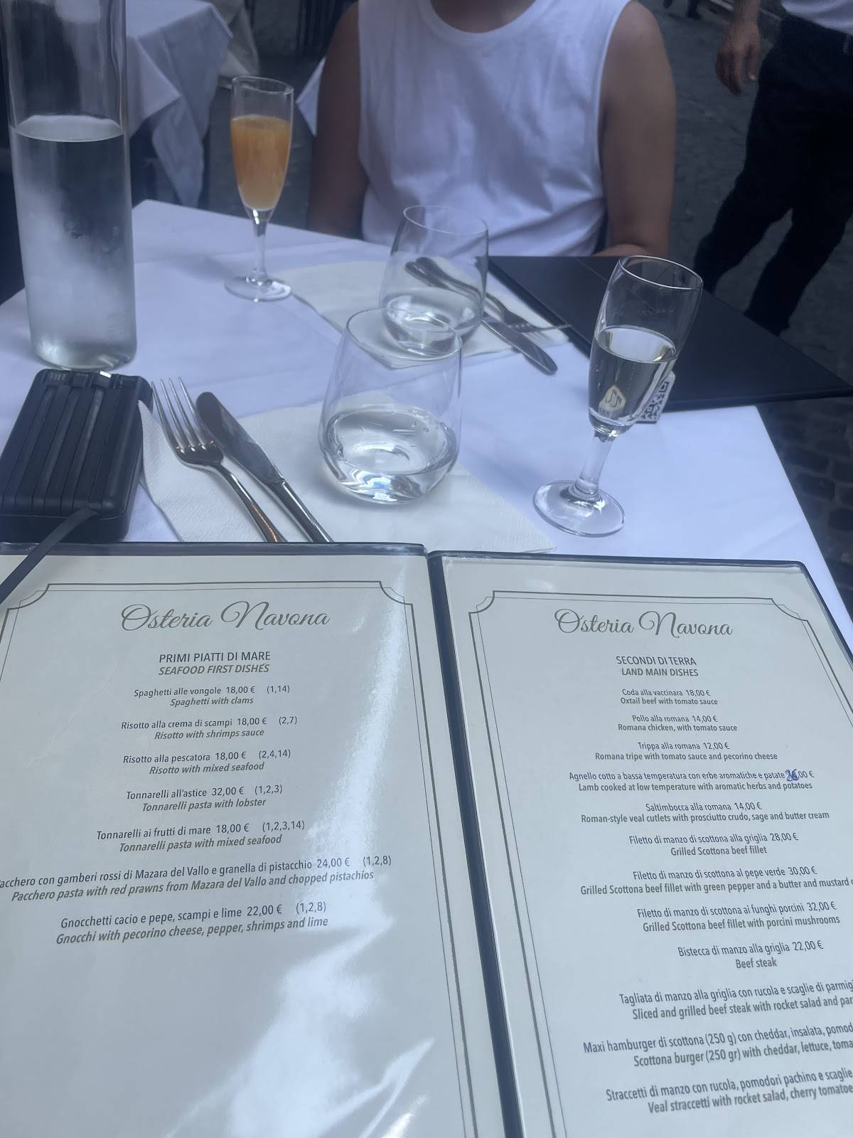 Menu da Osteria Navona ristorante, Roma