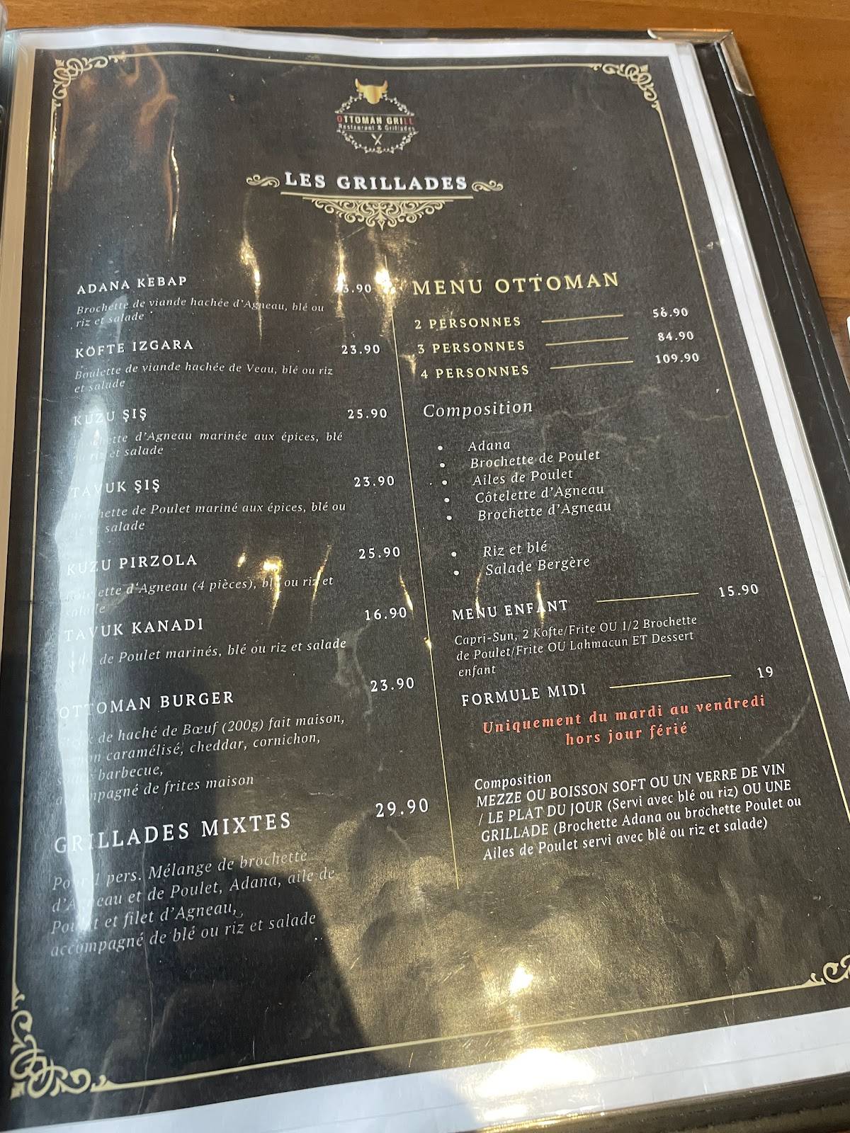 Menu au Ottoman Grill restaurant, Saint-Gratien