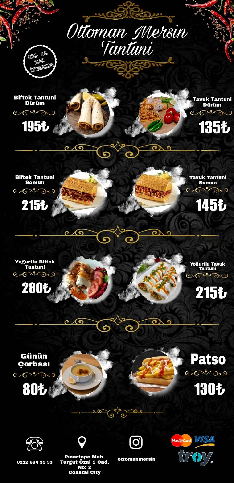Speisekarte von Ottoman Mersin Tantuni restaurant, Büyükçekmece