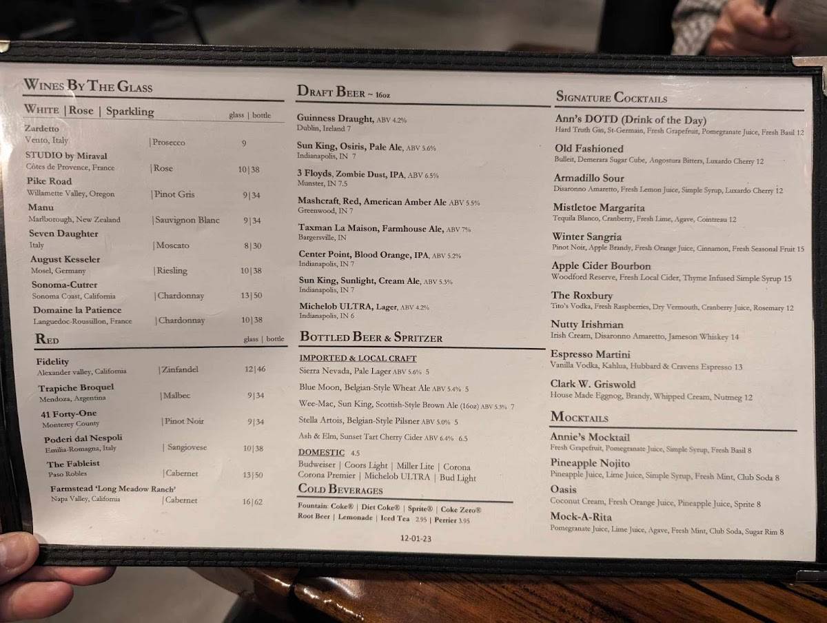 Menu at Our Table American Bistro restaurant, Bargersville