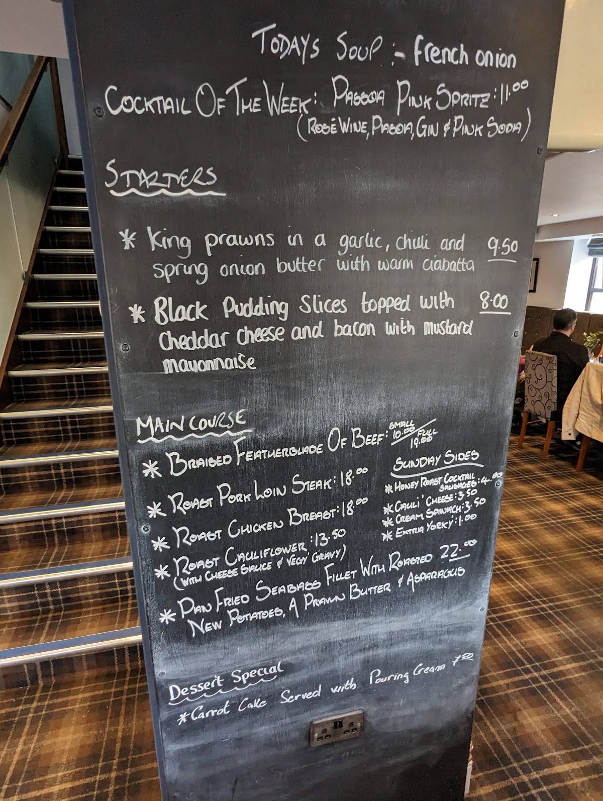 Menu at Owens restaurant, Ramsbottom