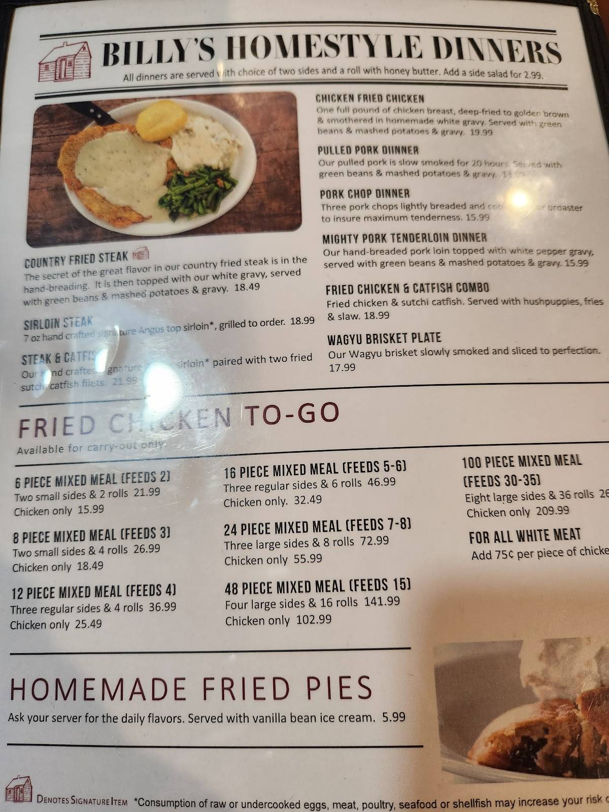 Menu at Billy Gail's - Ozark, MO restaurant, Ozark