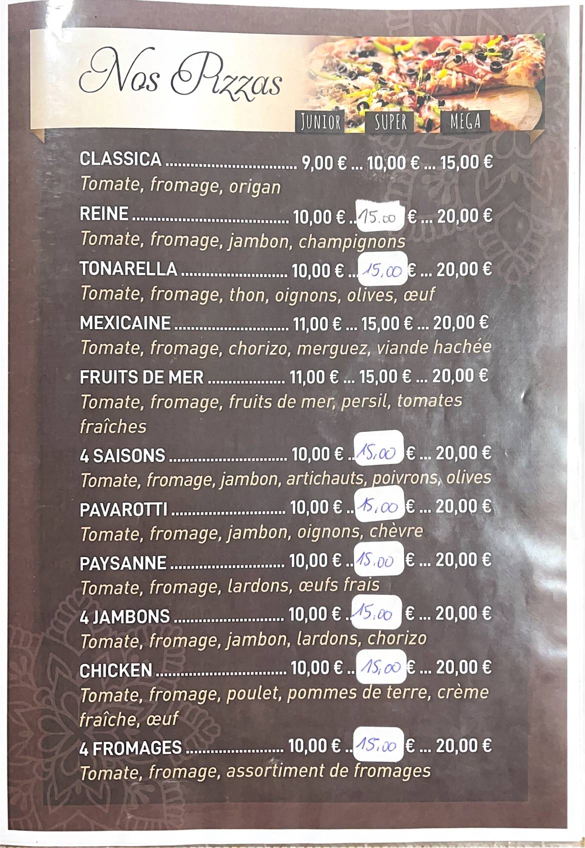 Menu au PALAIS DE NADIA restaurant, Audincourt