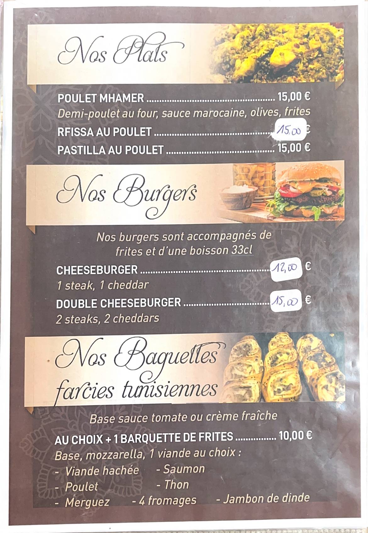 Menu au PALAIS DE NADIA restaurant, Audincourt