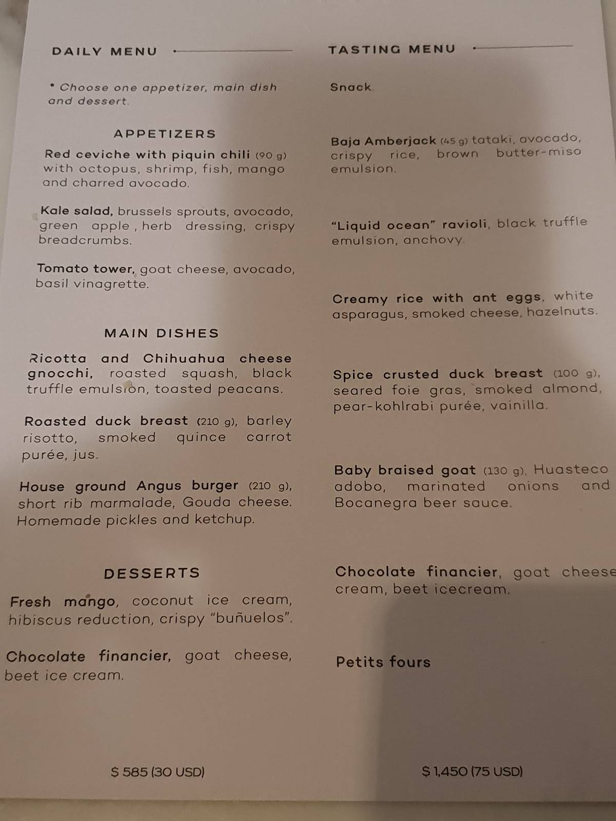 Carta del restaurante PANGEA, San Pedro Garza García, Av. del Roble 660