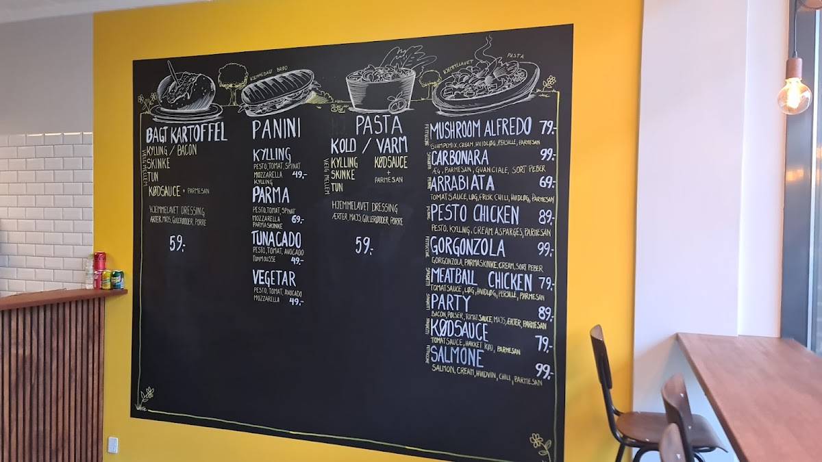 Menu at PASTA4U restaurant, Lyngby