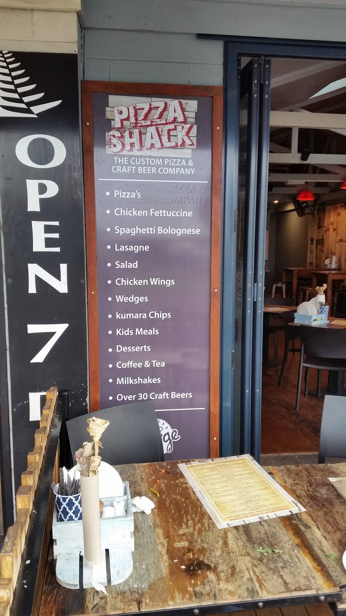 Menu at PIZZA SHACK pizzeria, Paihia